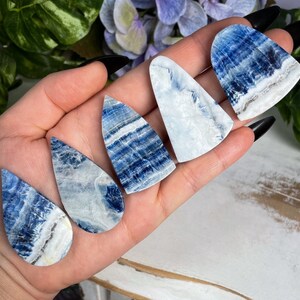 You Choose High Grade Large Blue Scheelite Cabochon, Blue White Pendant ...