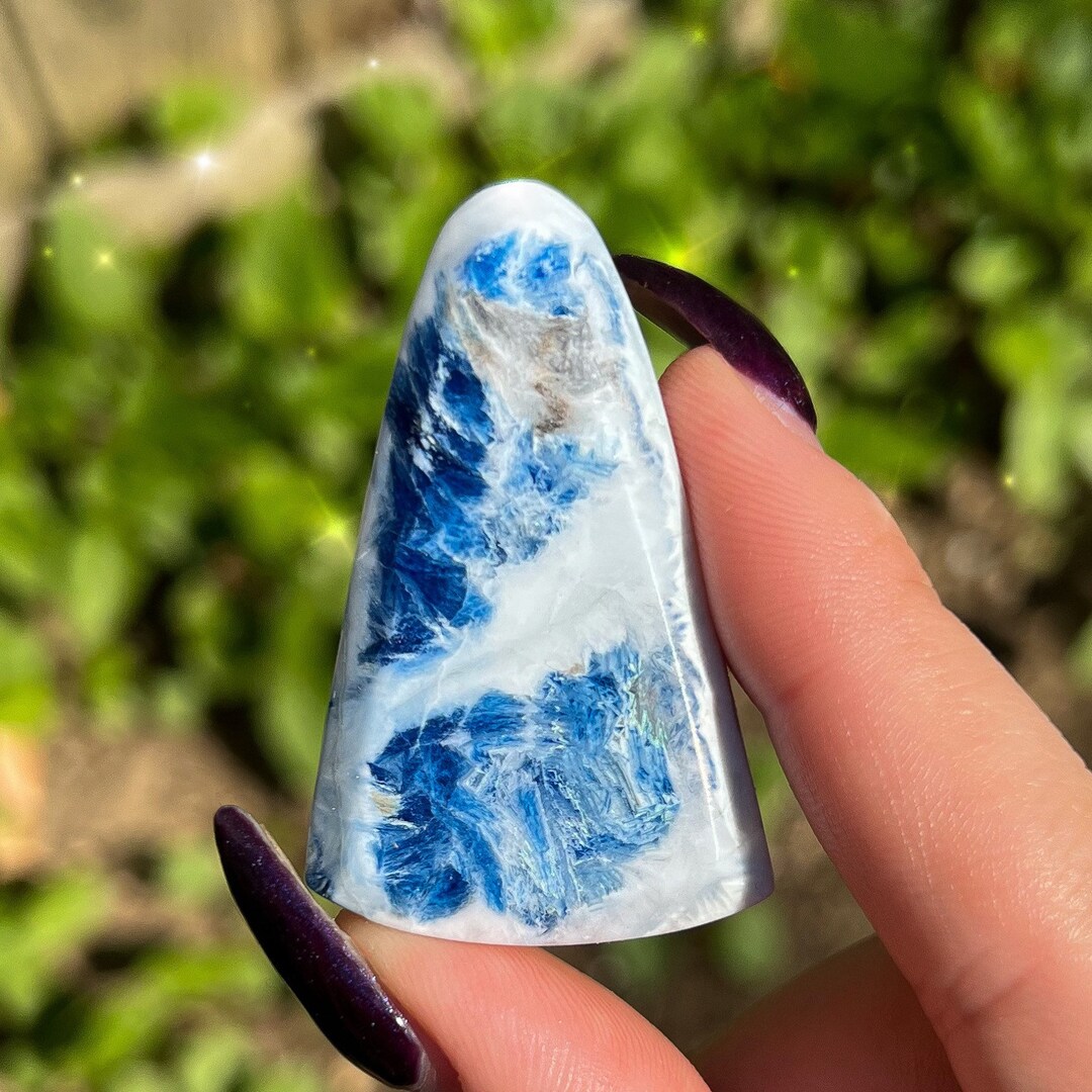 You Choose High Grade Large Blue Scheelite Cabochon, Blue White Pendant ...