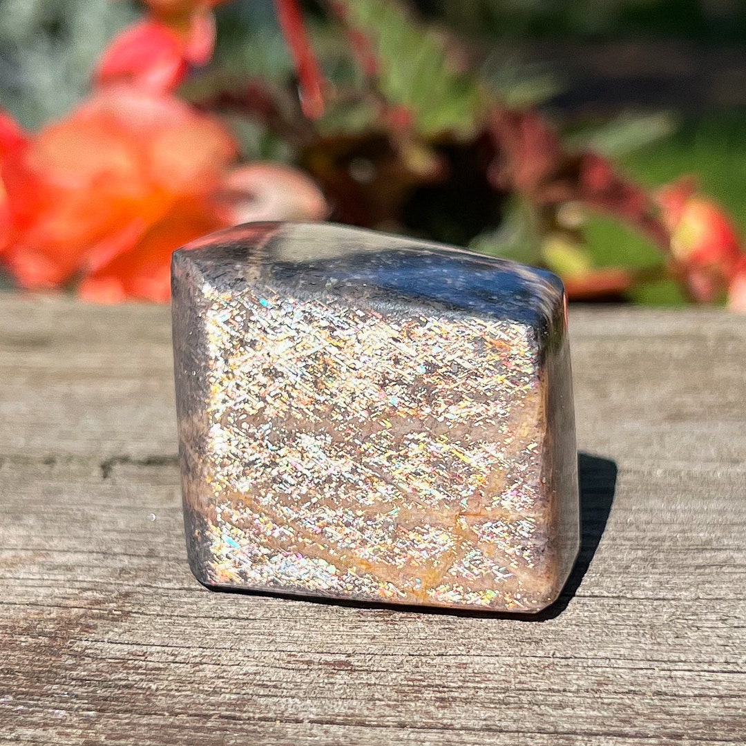 Lattice Confetti Sunstone Freeform, Silver Moonstone Crystal, Gold ...
