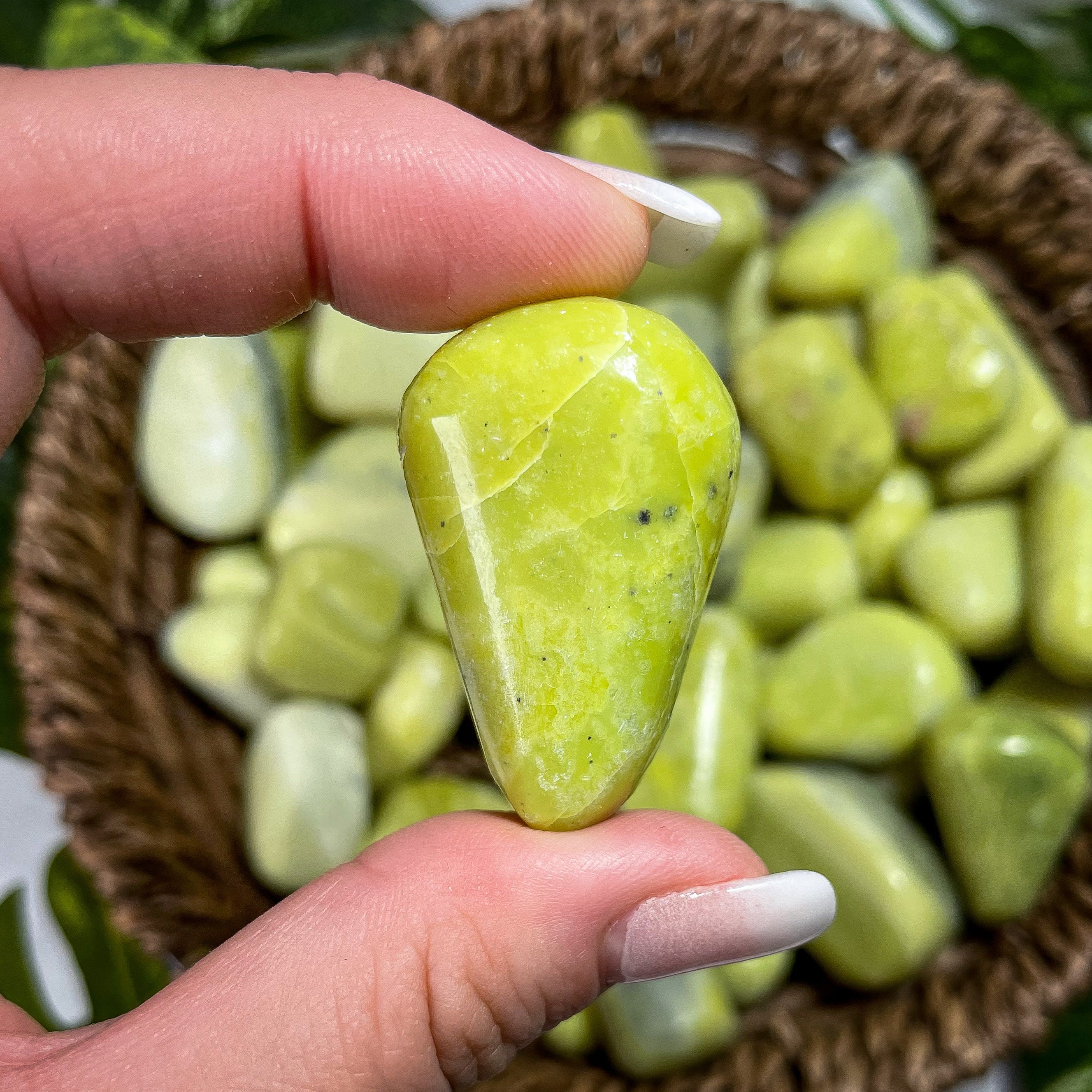 Light Lime Green Serpentine Tumbles, Serpentine Pocket Crystal, Healing ...