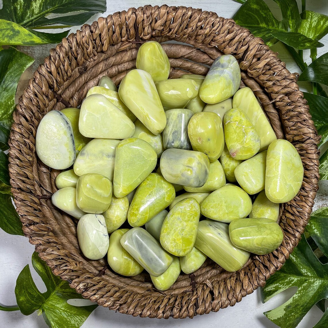 Light Lime Green Serpentine Tumbles, Serpentine Pocket Crystal, Healing ...