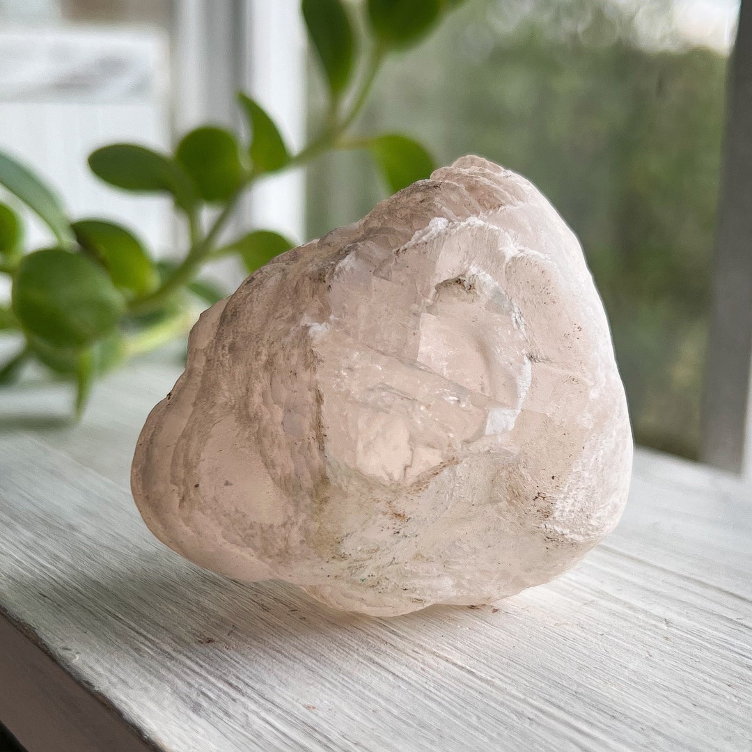 Translucent Calcite Nodule Specimen, Raw Pink White Mineral, Unique ...