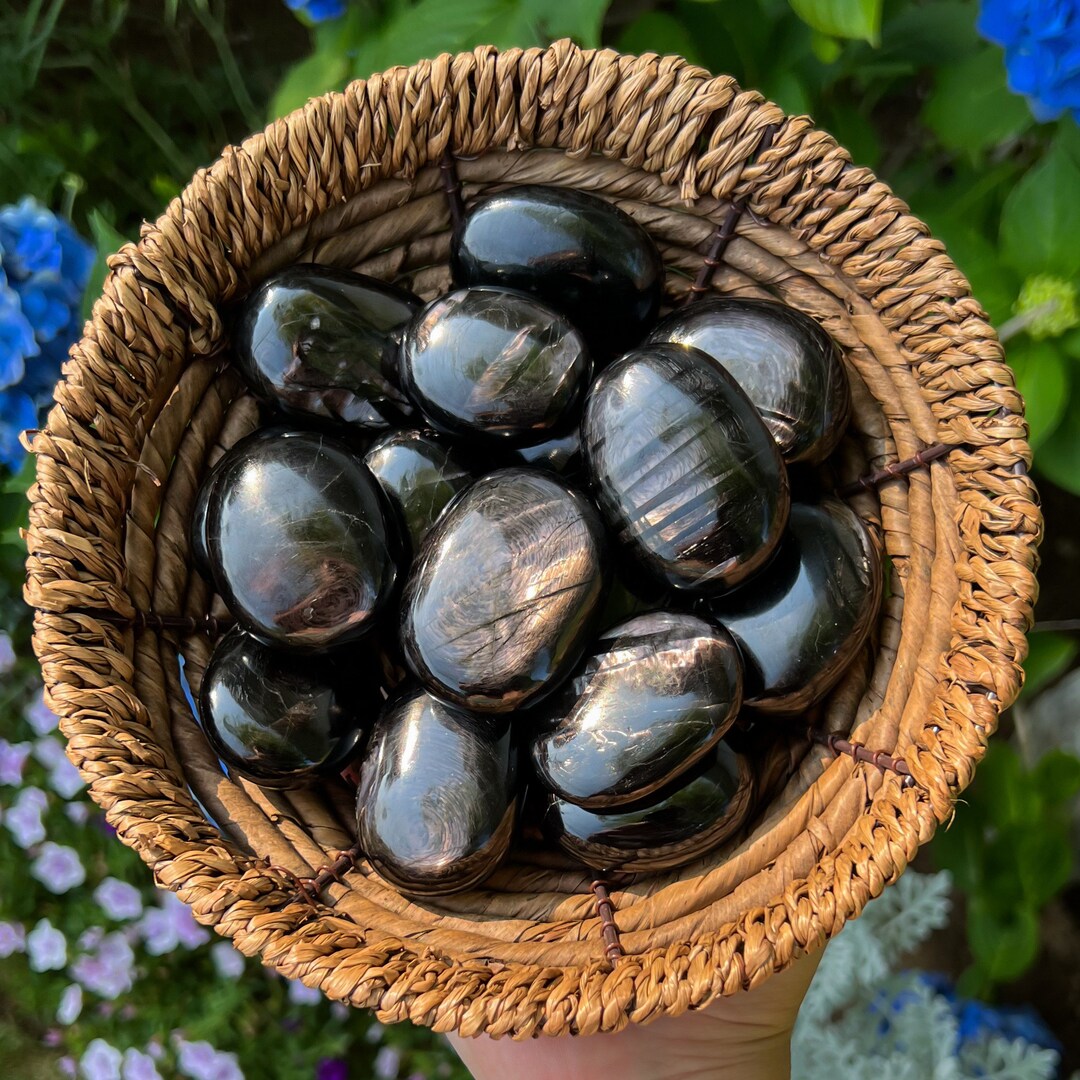 Flashy Black Hypersthene Palm Stone: Protection Crystal - Etsy