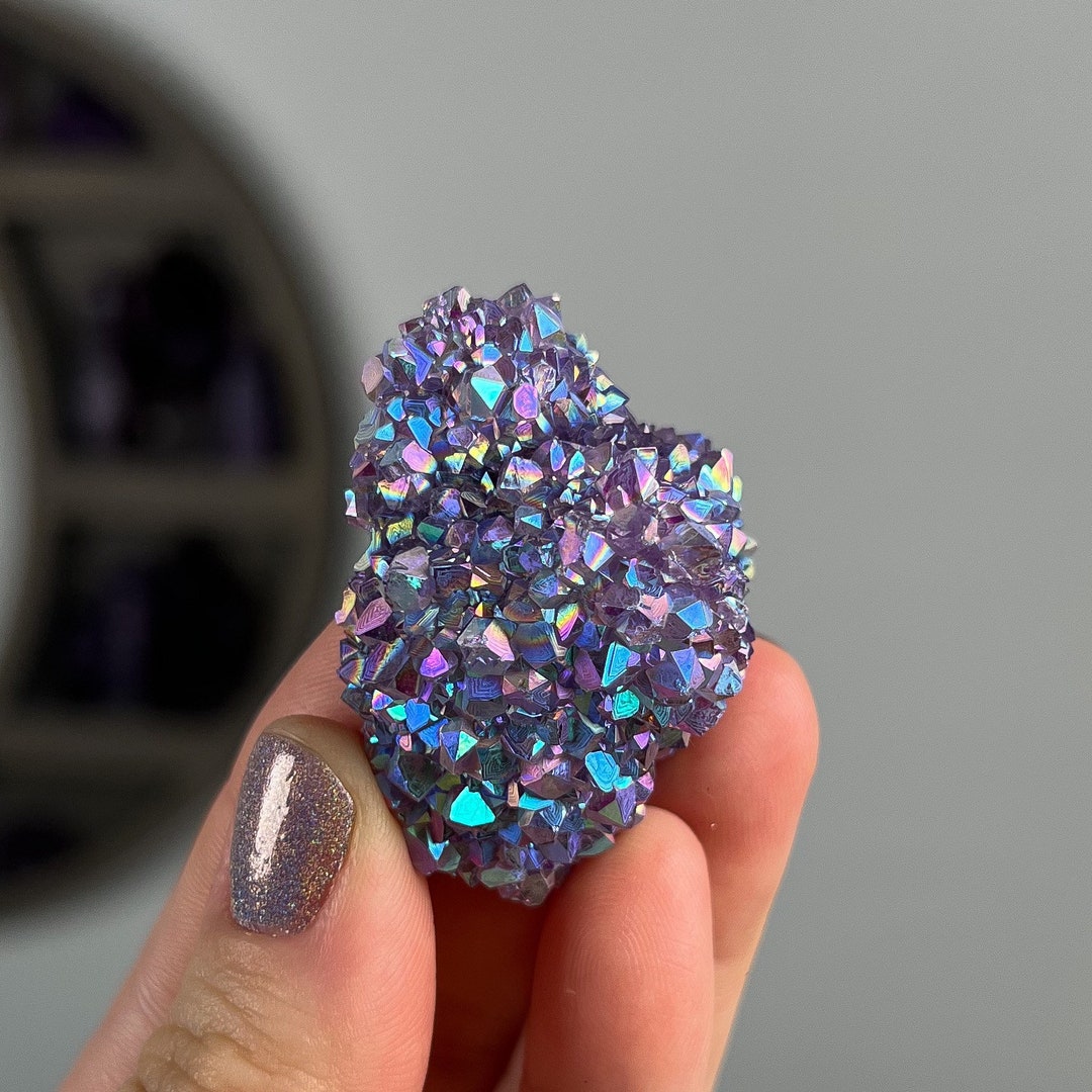 Rainbow Aura Amethyst Flower, Rare Custom Coated Aura Crystal, High Quality Aura Crystals - Etsy