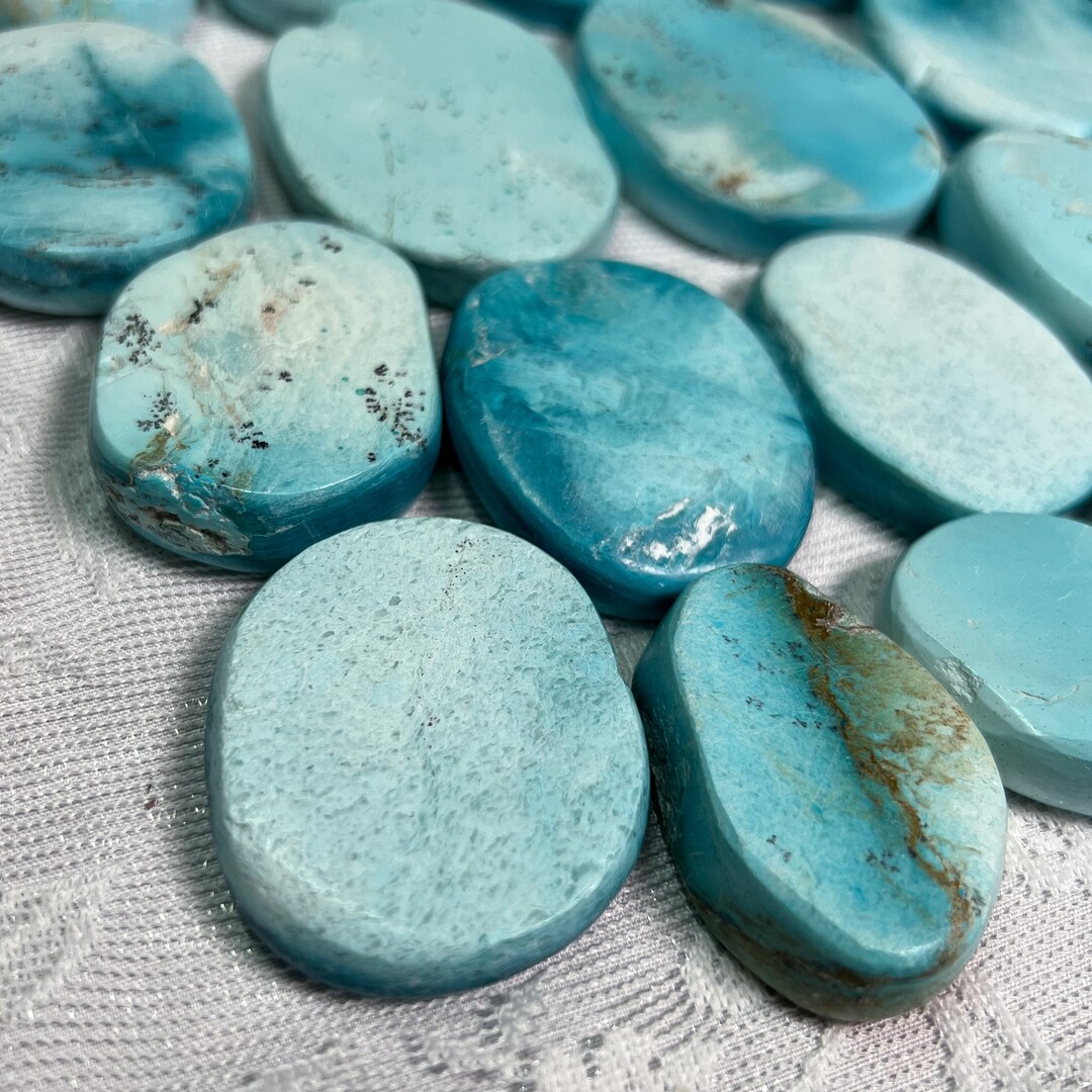 Blue Opal Fossilized Wood Palm Pocket Stone, Choose Your Crystal ...