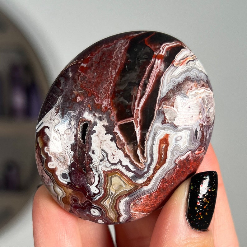 Crazy Lace Agate Palm Stone: Banded Druzy Crystal, Mexican Gemstone - Etsy