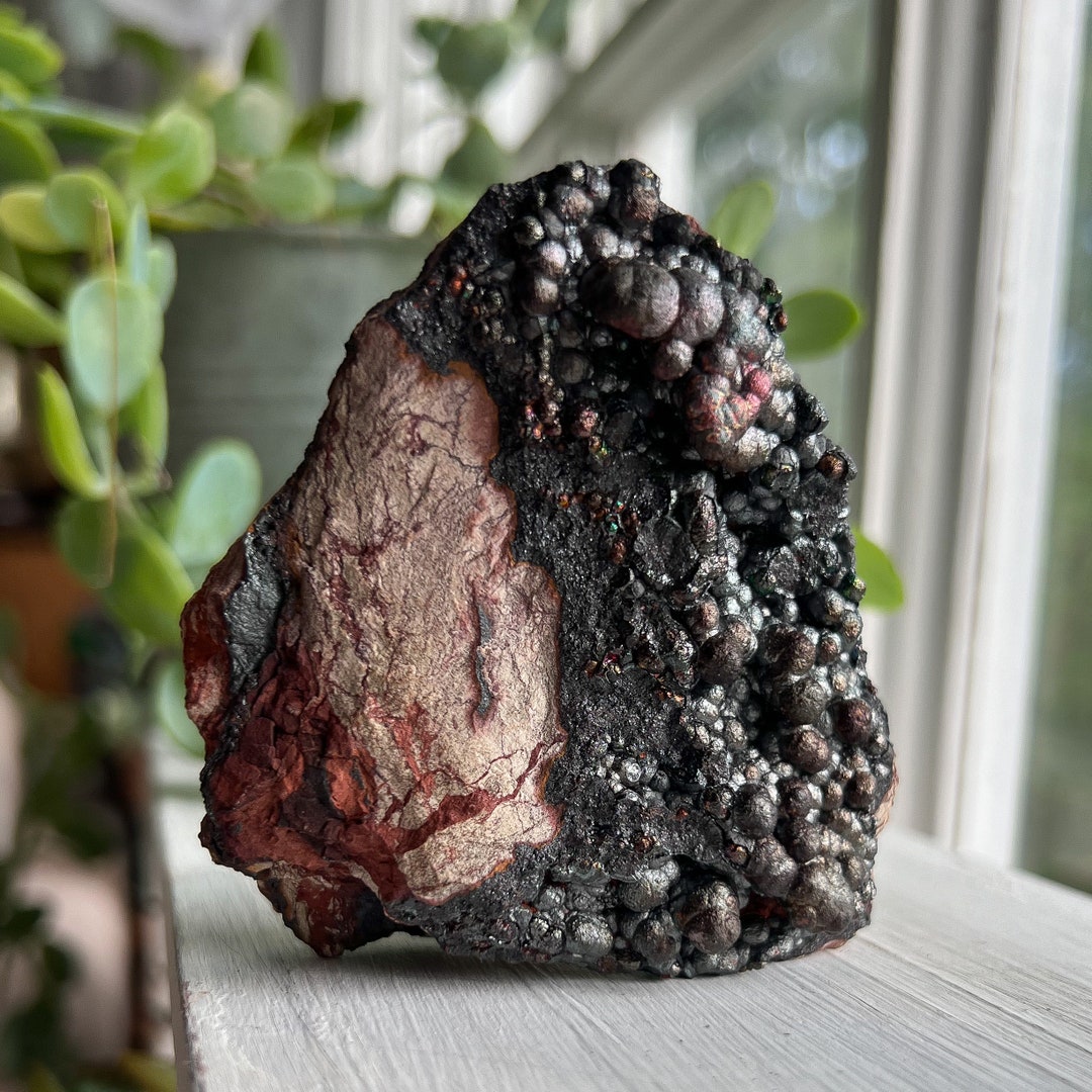Iridescent Botryoidal Goethite Specimen: Silver Hematite Crystal, Rare ...