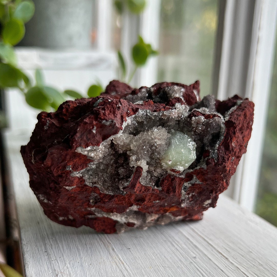 Adamite Druzy Geode, Geology Rockhound Gift, Unique Red Mineral ...