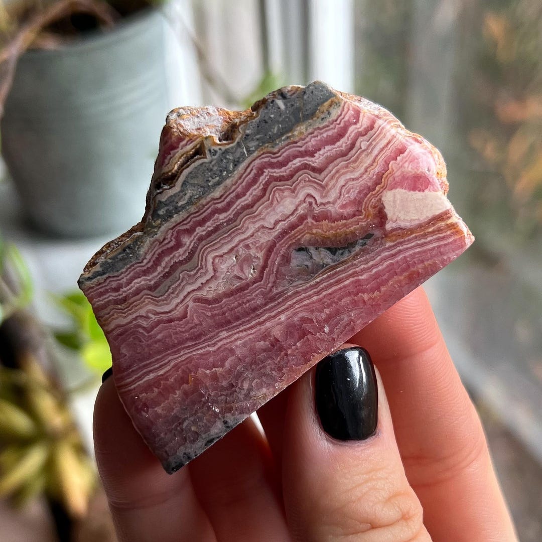 Gemmy Rhodochrosite Slab: Red Pink Crystal From Argentina - Etsy