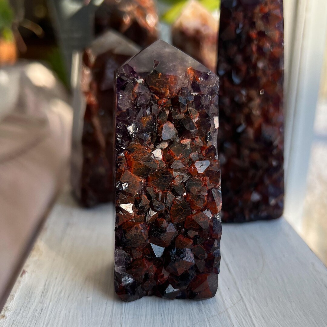 Amethyst Hematite Geode Tower, Alien Amethyst Pillar, Crystal Cluster ...