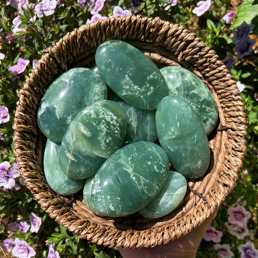 Green Nephrite Jade Palm Stones, Choose Your Crystal, Heart Chakra ...