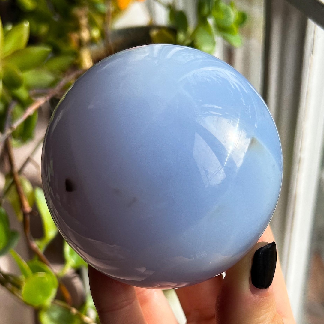 Blue Chalcedony Sphere, Large Crystal Ball, Reiki Meditation Stones ...
