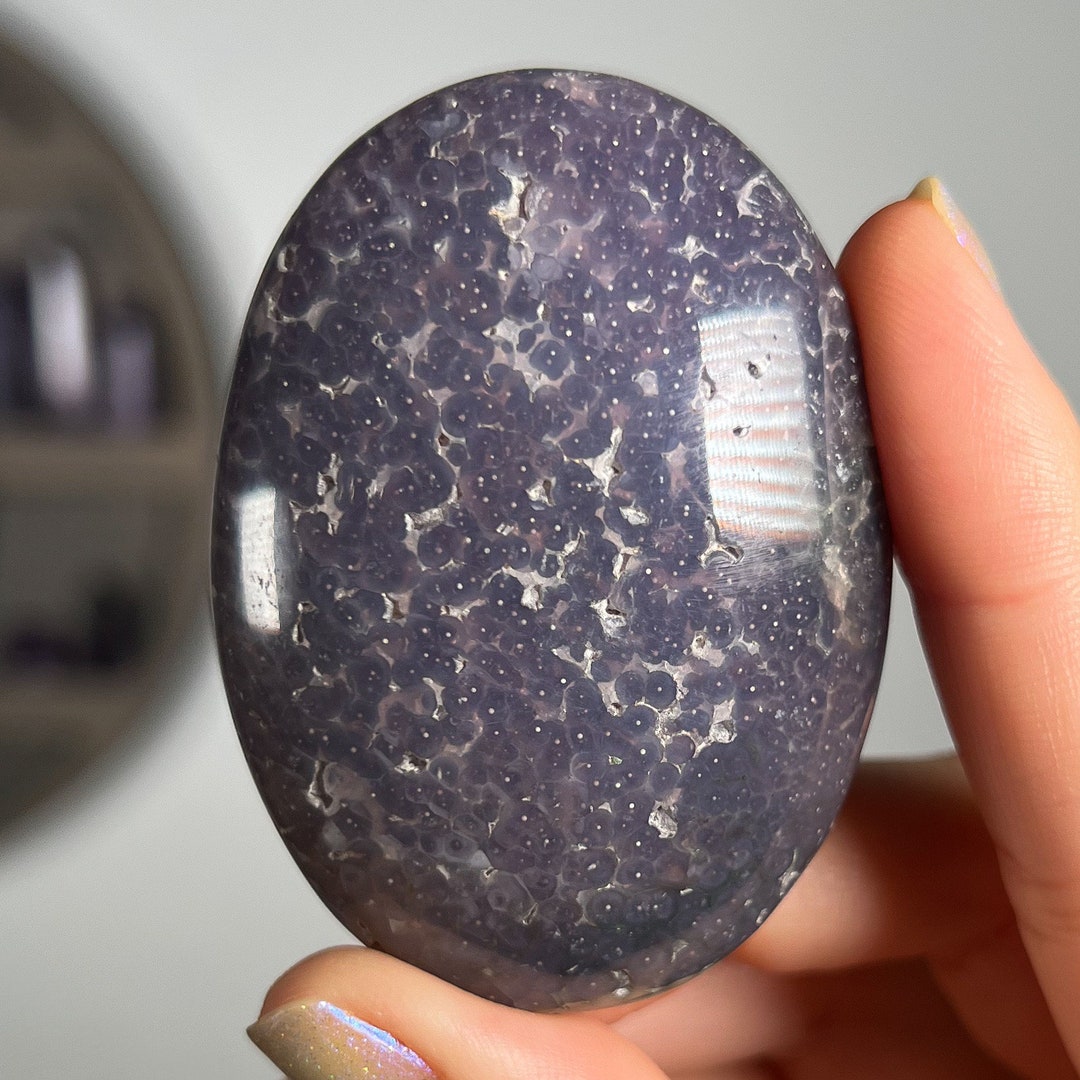 Grape Agate Palm Stone, Purple Botryoidal Chalcedony Polished Crystal ...