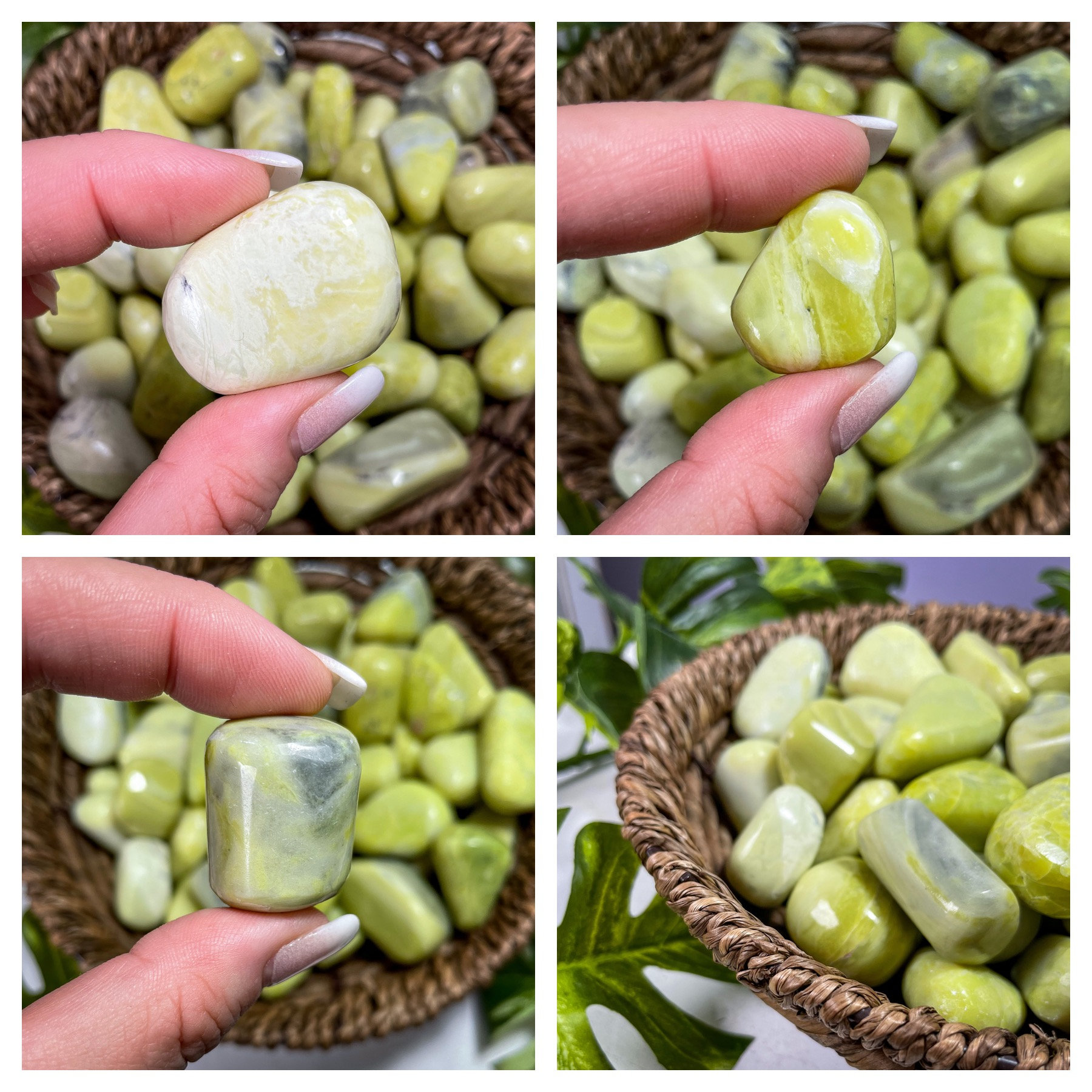 Light Lime Green Serpentine Tumbles, Serpentine Pocket Crystal, Healing ...
