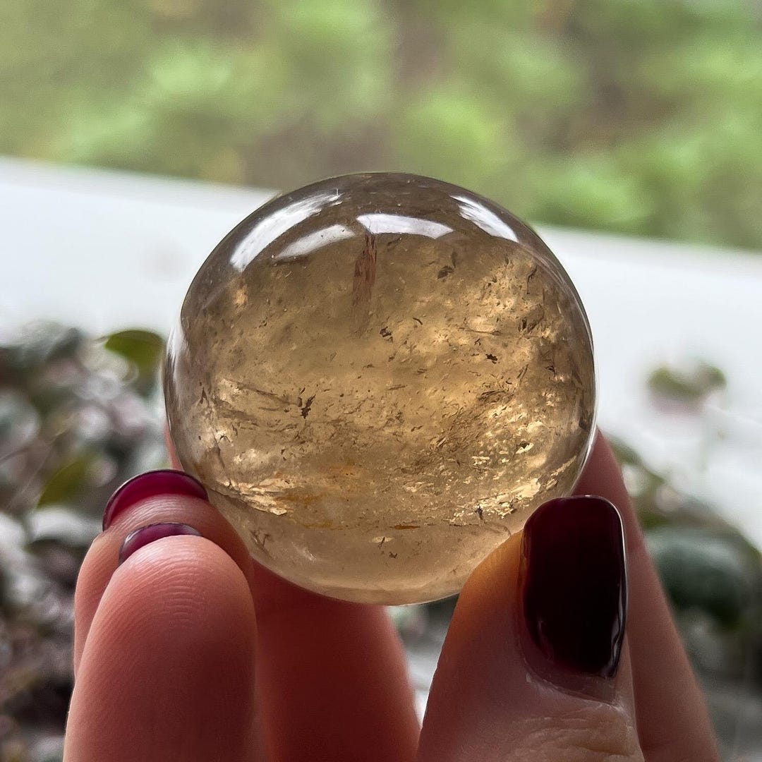 Natural Citrine Sphere: Brazilian Gemstone Crystal Ball, 36mm - Etsy