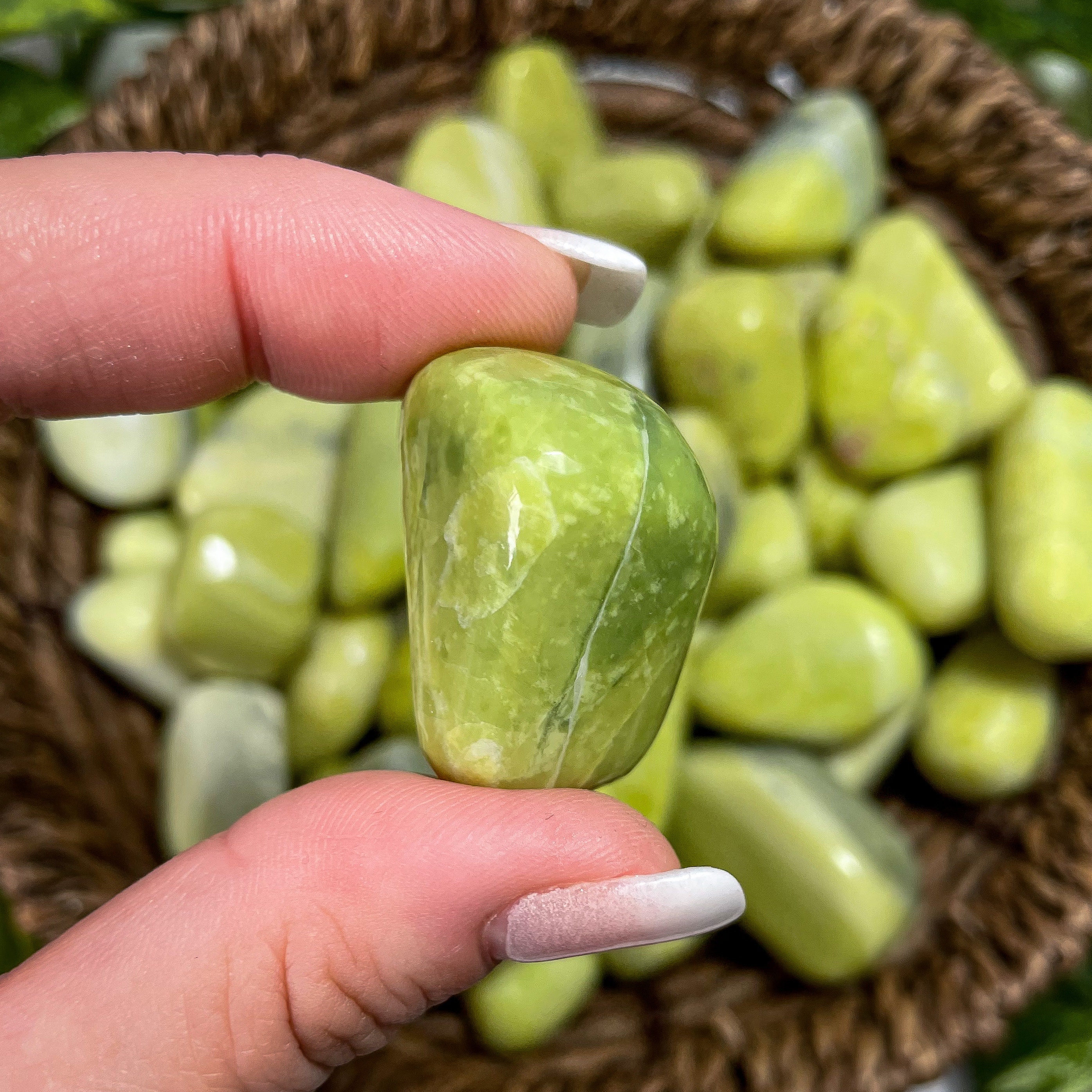 Light Lime Green Serpentine Tumbles, Serpentine Pocket Crystal, Healing ...