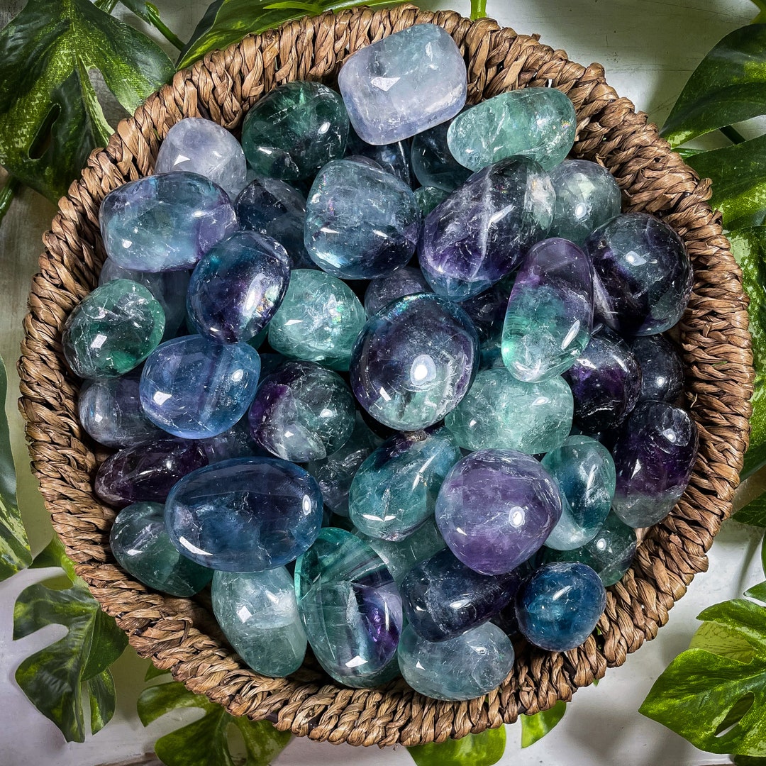 Chunky Rainbow Fluorite Tumbles, Pocket Crystal, Peace and Calmness ...