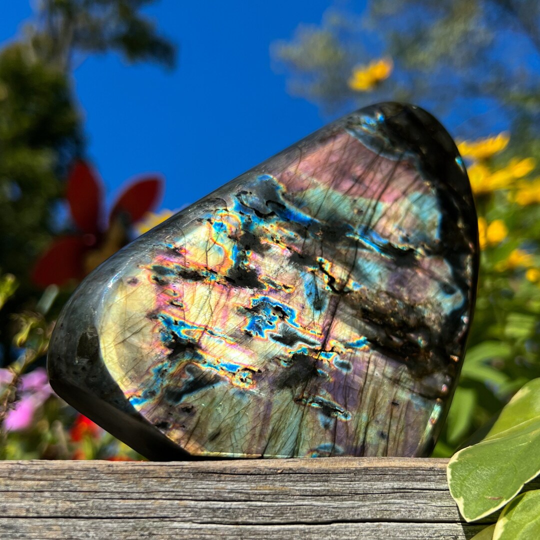 Spectrolite Freeform, Standing Flashy Yellow Gold Silver Labradorite ...