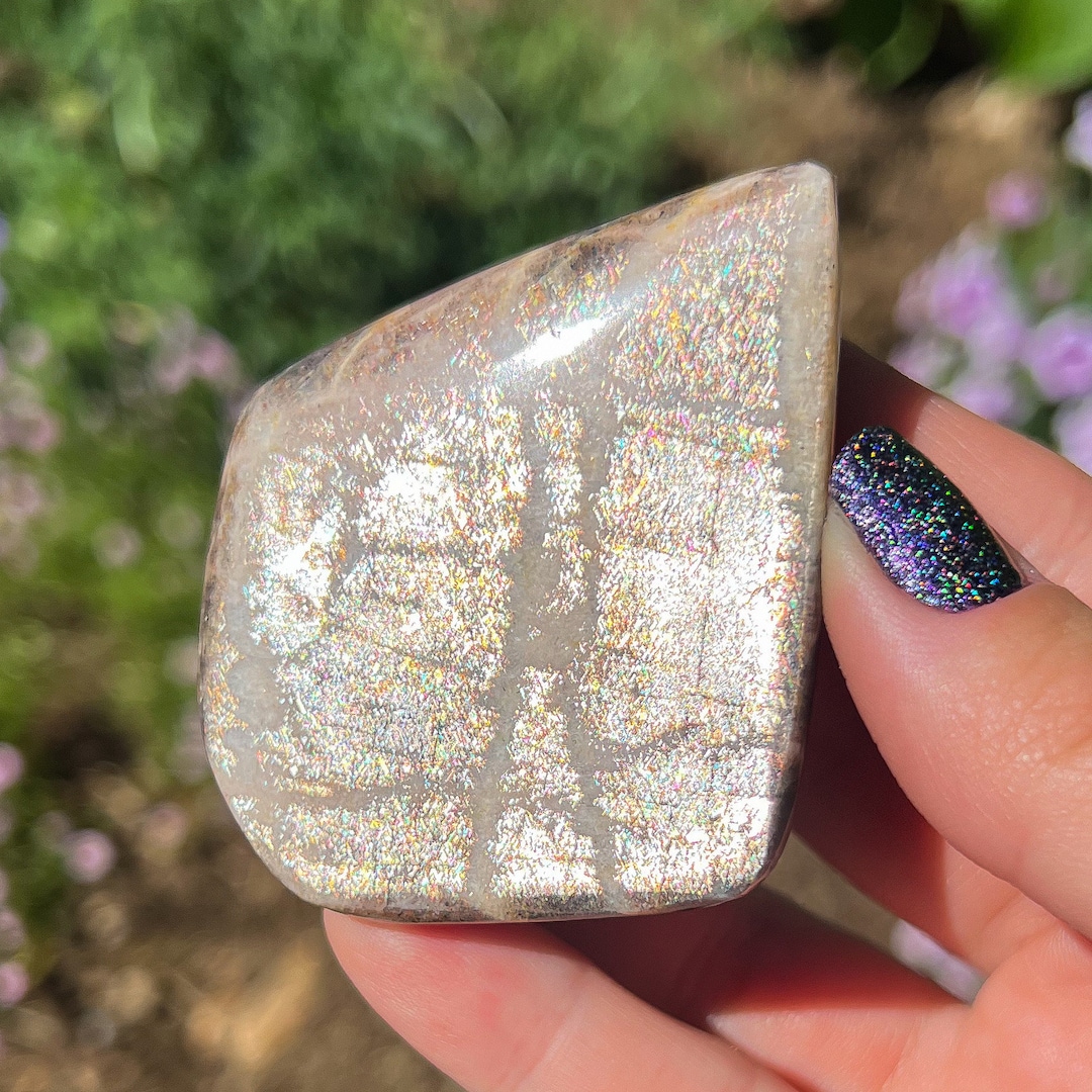 Lattice Confetti Sunstone Freeform, Silver Moonstone Crystal, Gold ...