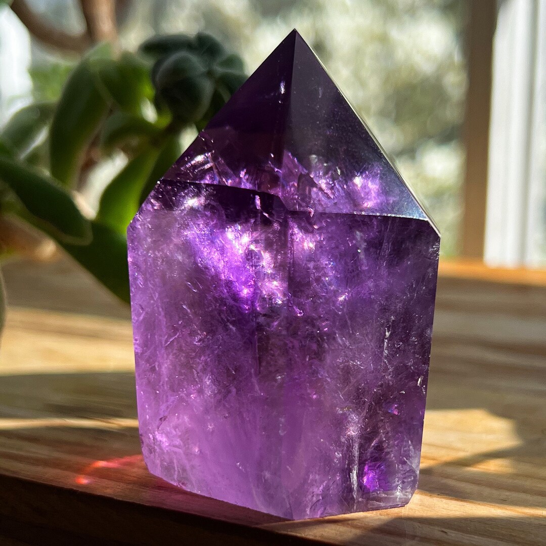 Gemmy Amethyst Tower From Brazil, High Grade Rainbow Amethyst Chunky ...