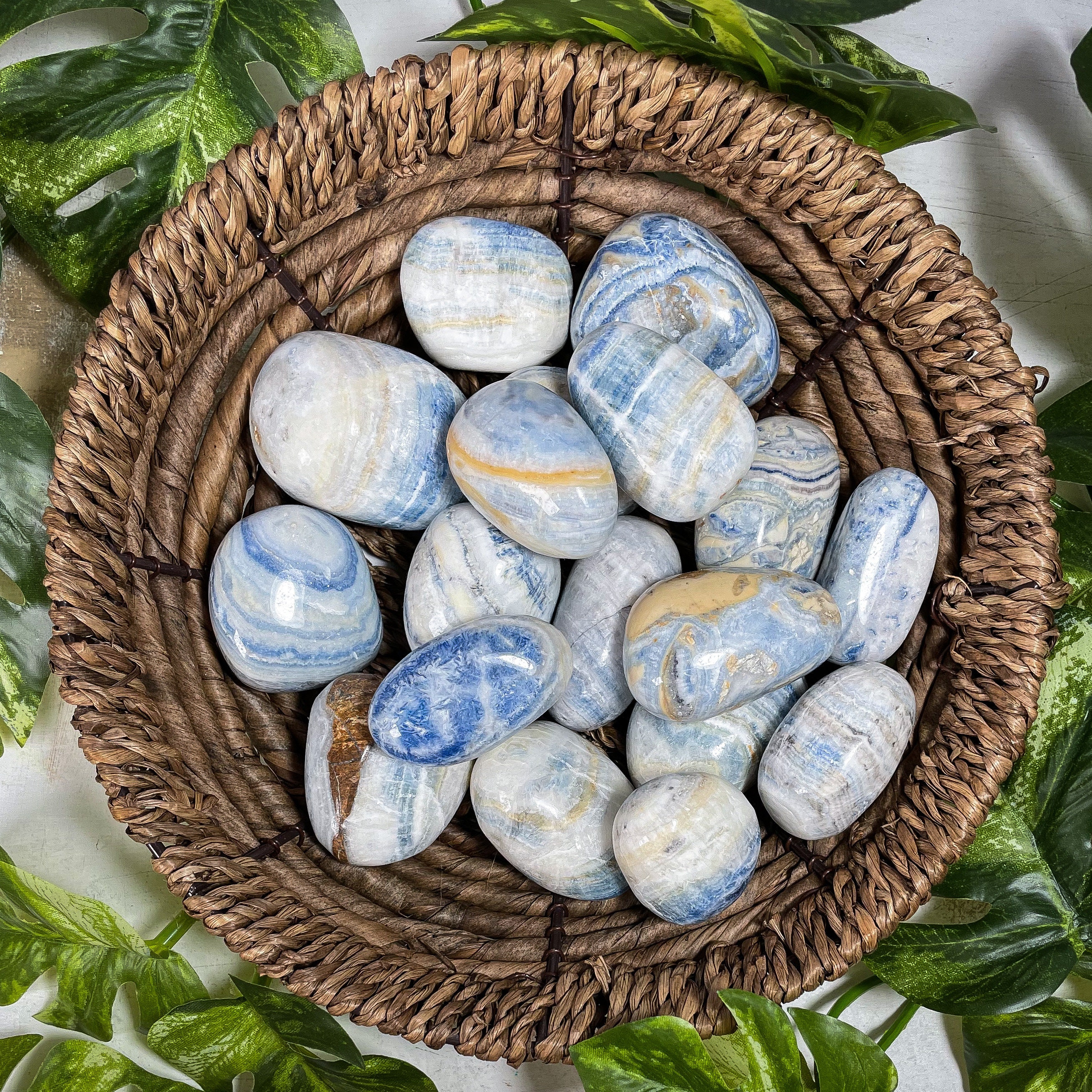 Chunky Blue Scheelite Tumbles, Pocket Crystals, Crystals for Grids ...