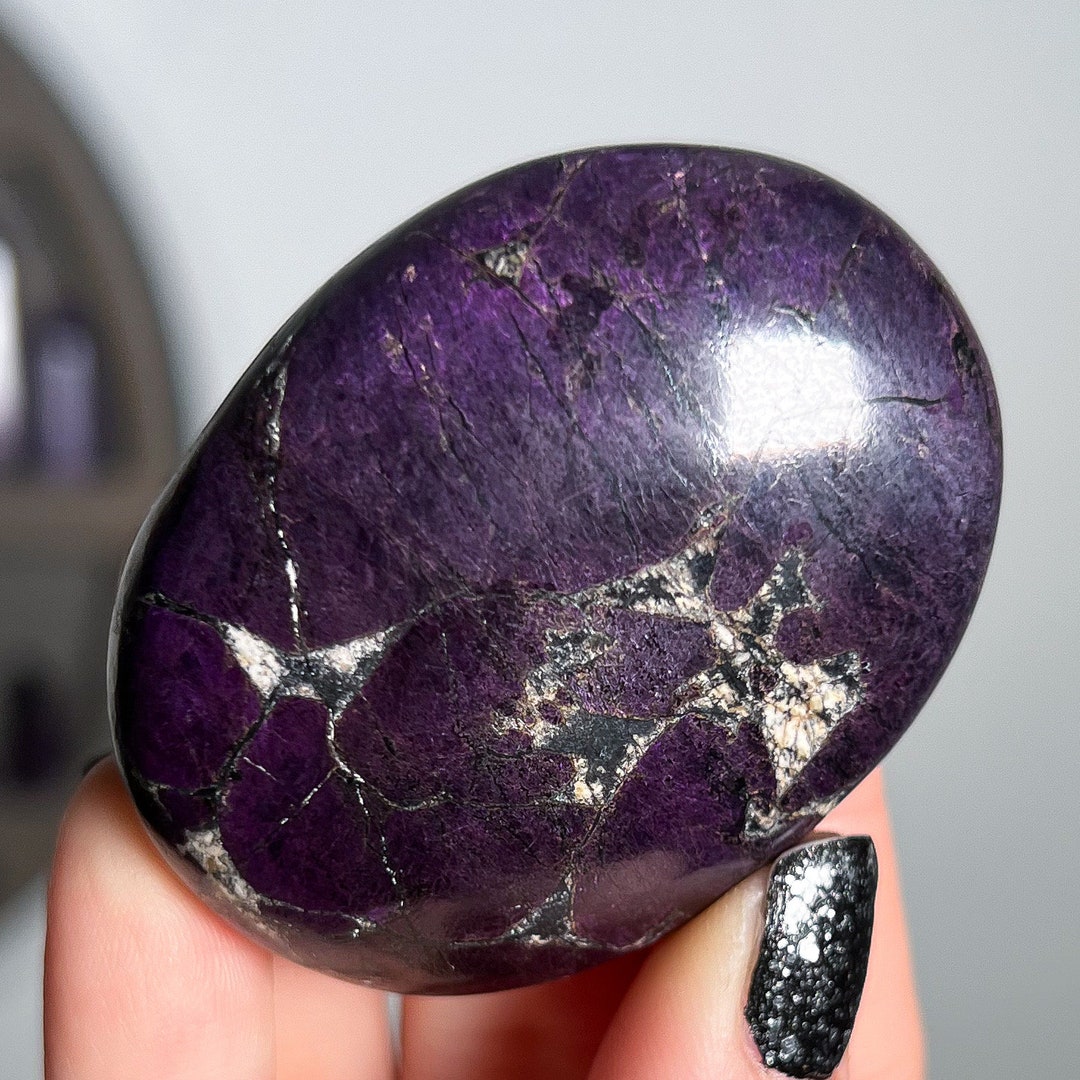 Purpurite Palm Stones, Choose Your Crystal, Rare Polished Purple Black ...