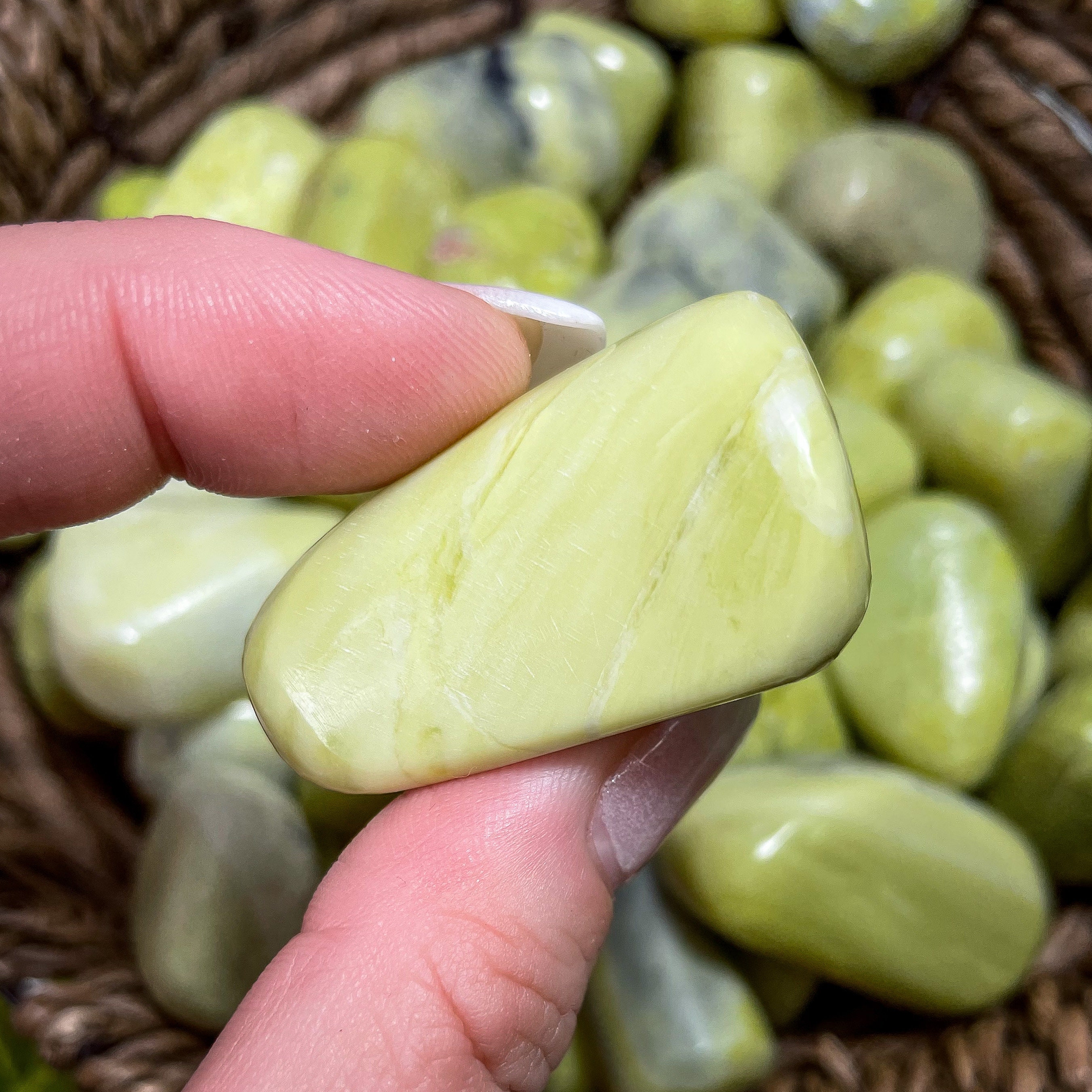 Light Lime Green Serpentine Tumbles, Serpentine Pocket Crystal, Healing ...