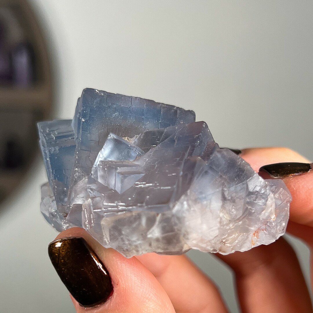 Blue Fluorite Cluster, Raw Stone, Sky Blue Cubic Fluorite, Mineral ...