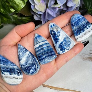 You Choose High Grade Large Blue Scheelite Cabochon, Blue White Pendant ...