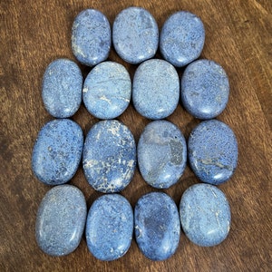 Dumortierite Quartz Palm Stones, Genuine Blue Untreated Crystal, Calming and Clarity Stone ...