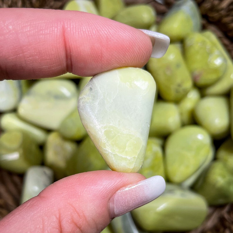 Light Lime Green Serpentine Tumbles, Serpentine Pocket Crystal, Healing ...