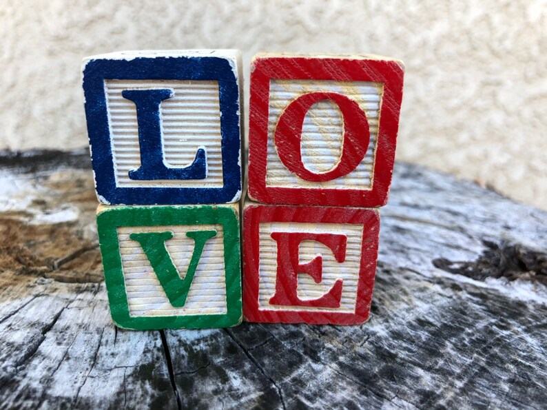 LOVE Wood Block Letters, ABC Blocks, Retro Toys - Etsy