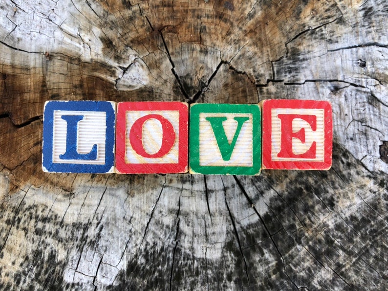 LOVE Wood Block Letters, ABC Blocks, Retro Toys - Etsy