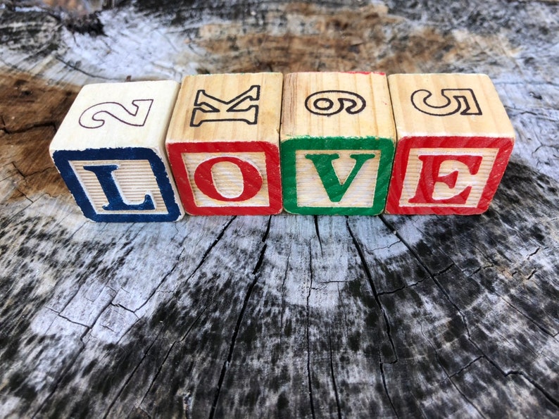 LOVE Wood Block Letters, ABC Blocks, Retro Toys - Etsy