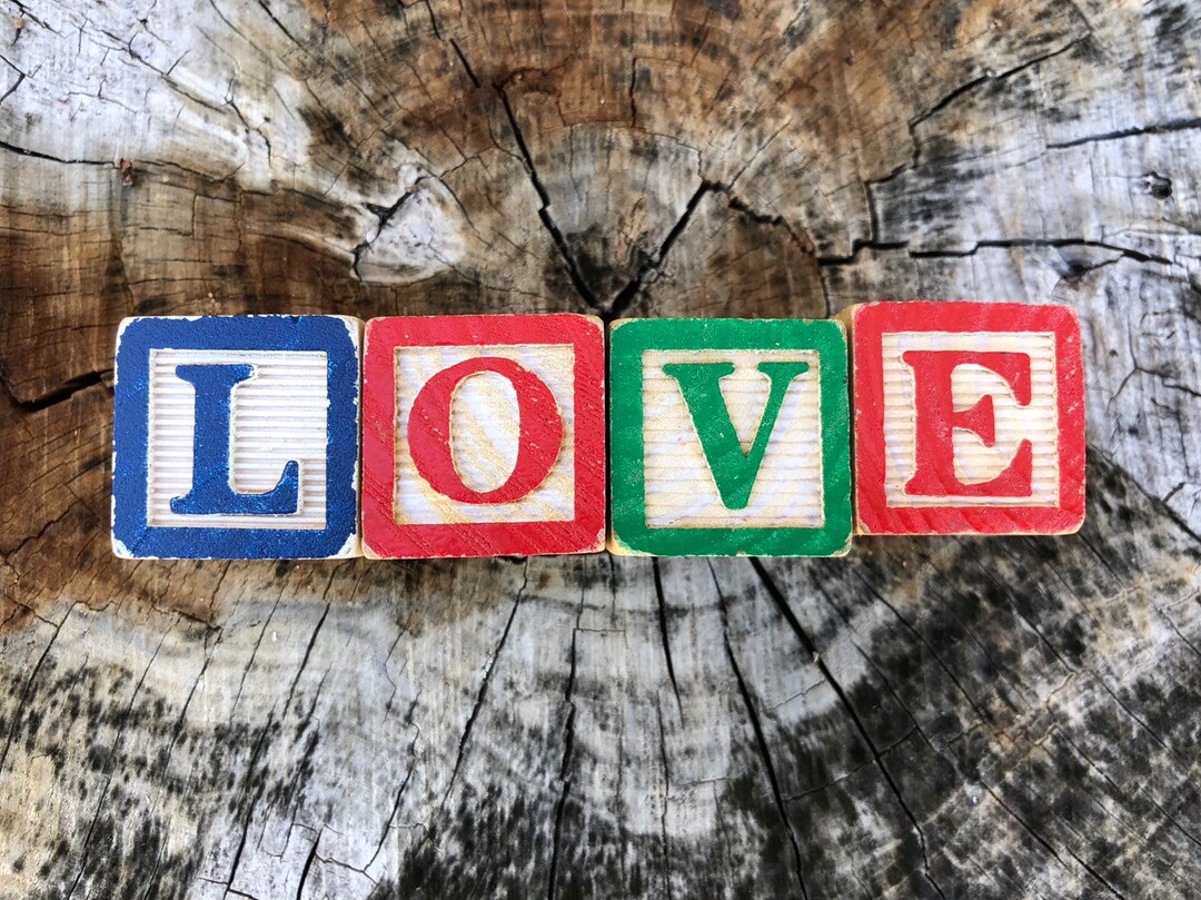 LOVE Wood Block Letters, ABC Blocks, Retro Toys - Etsy