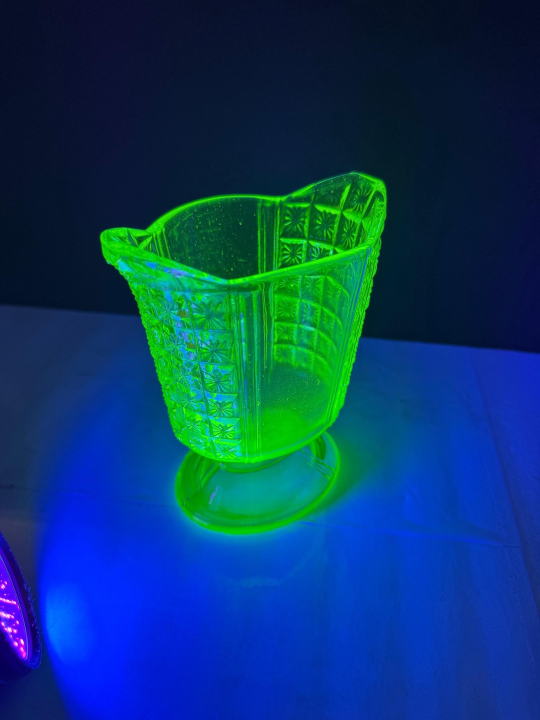 Vintage Vaseline Glass Vase: Richards & Hartley EAPG Three Panel ...