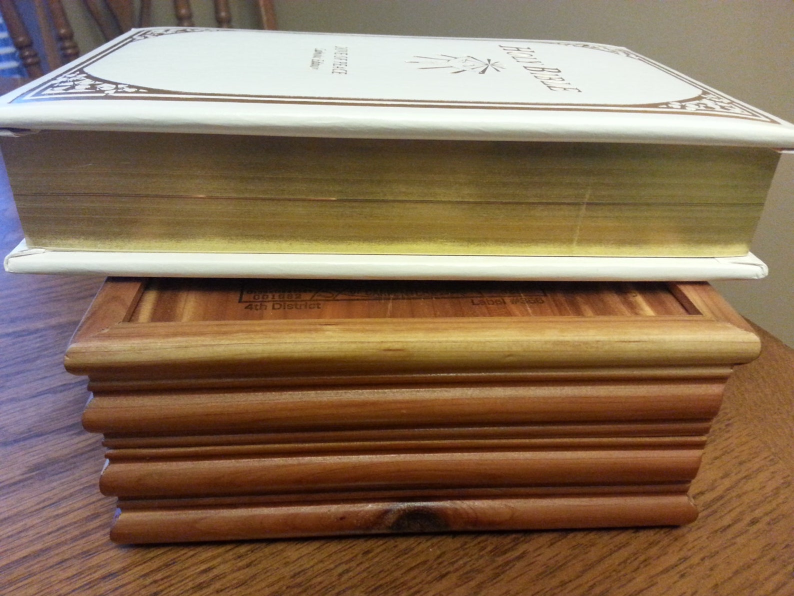 Gorgeous Cedar Bible Box With Holy Bible Dove of Peace, Catholic ...