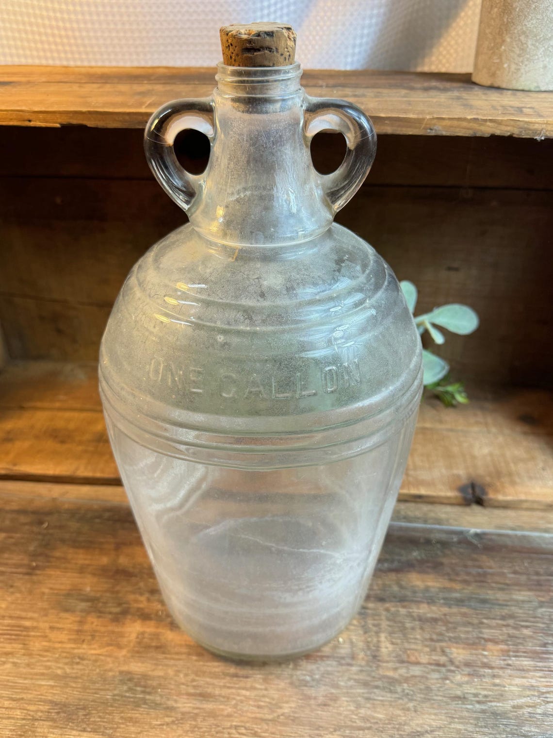 Art Deco One Gallon Glass Jug Vintage Double Finger Loop Pour Spout ...