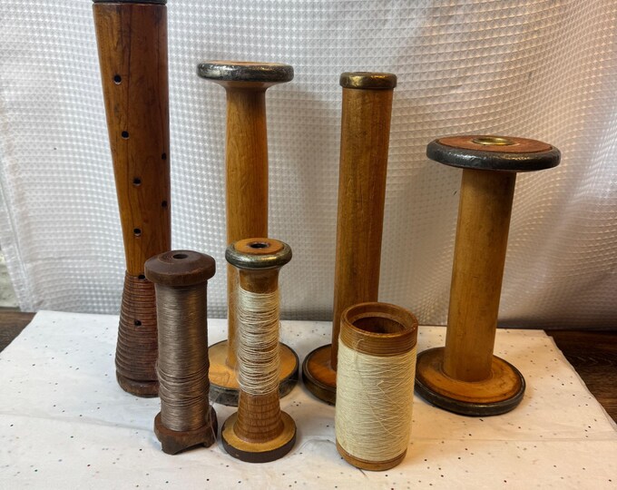 Vintage 1920s Wooden Industrial Thread Spools, Set of 7 - Etsy