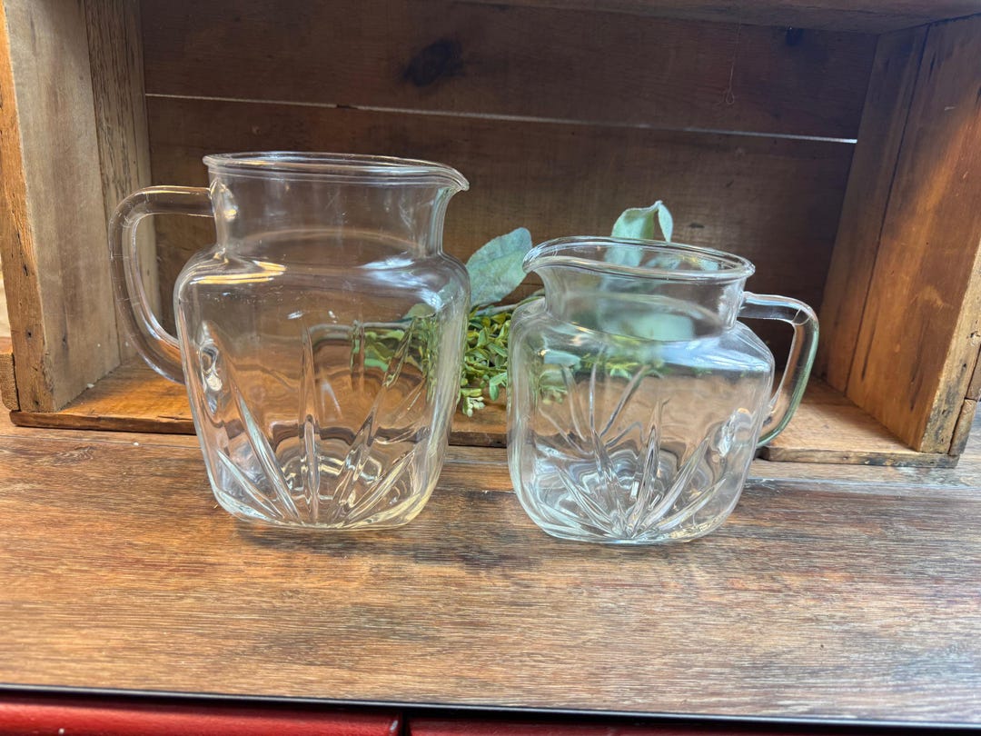 Vintage Federal Glass Pitcher Set: Star & Fan Design - Etsy