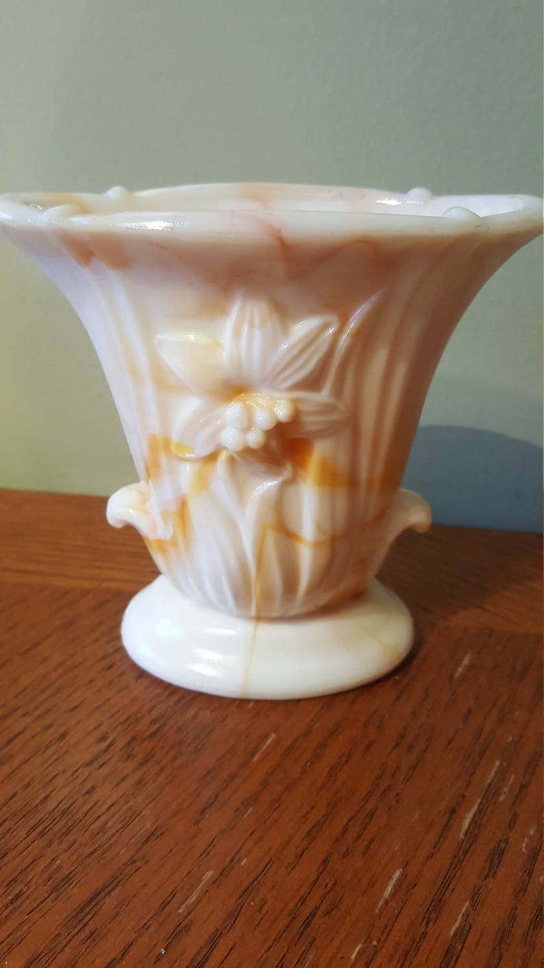 Akro Agate Orange Slag Glass Vase - Etsy