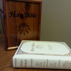 Gorgeous Cedar Bible Box With Holy Bible Dove of Peace, Catholic ...