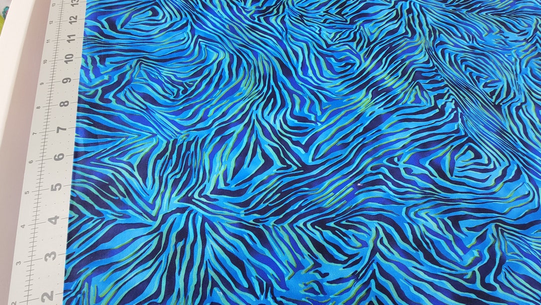 Midnight in the Jungle - Ocean Blue Zebra Print - High Quality Quilting ...