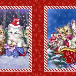 Kitten Christmas Panel - Beautiful Quilt Cotton Panel 24 X 42 - Etsy