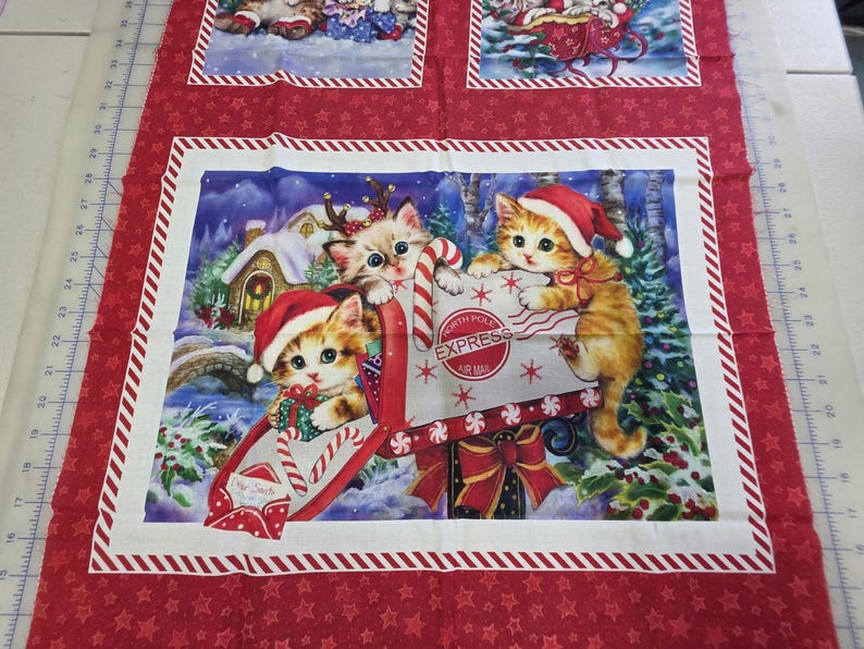 Kitten Christmas Panel - Beautiful Quilt Cotton Panel 24 X 42 - Etsy