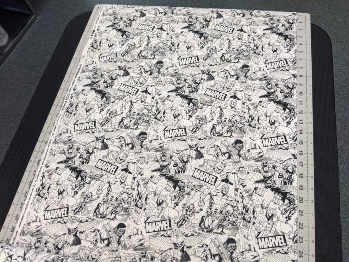 Marvel Avengers Sketch Black and White - High Quality Quilting Cotton ...