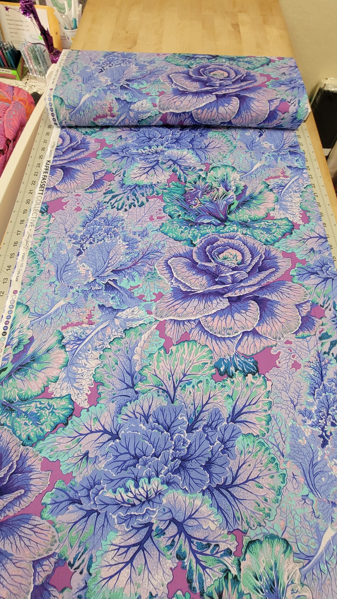 Curly Kale Blue - by Philip Jacobs for the Kaffe Fassett Collective ...