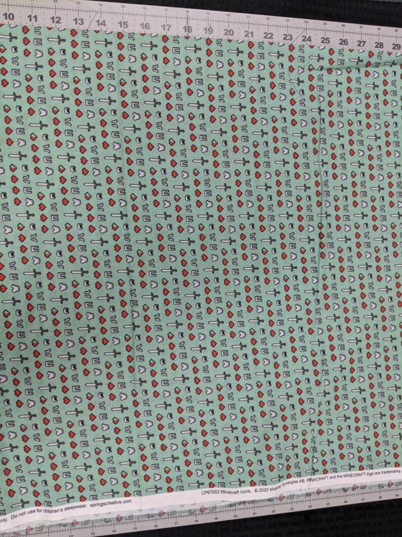 Minecraft Hearts Sword- High Quality Quilting Cotton From the Bolt - Etsy