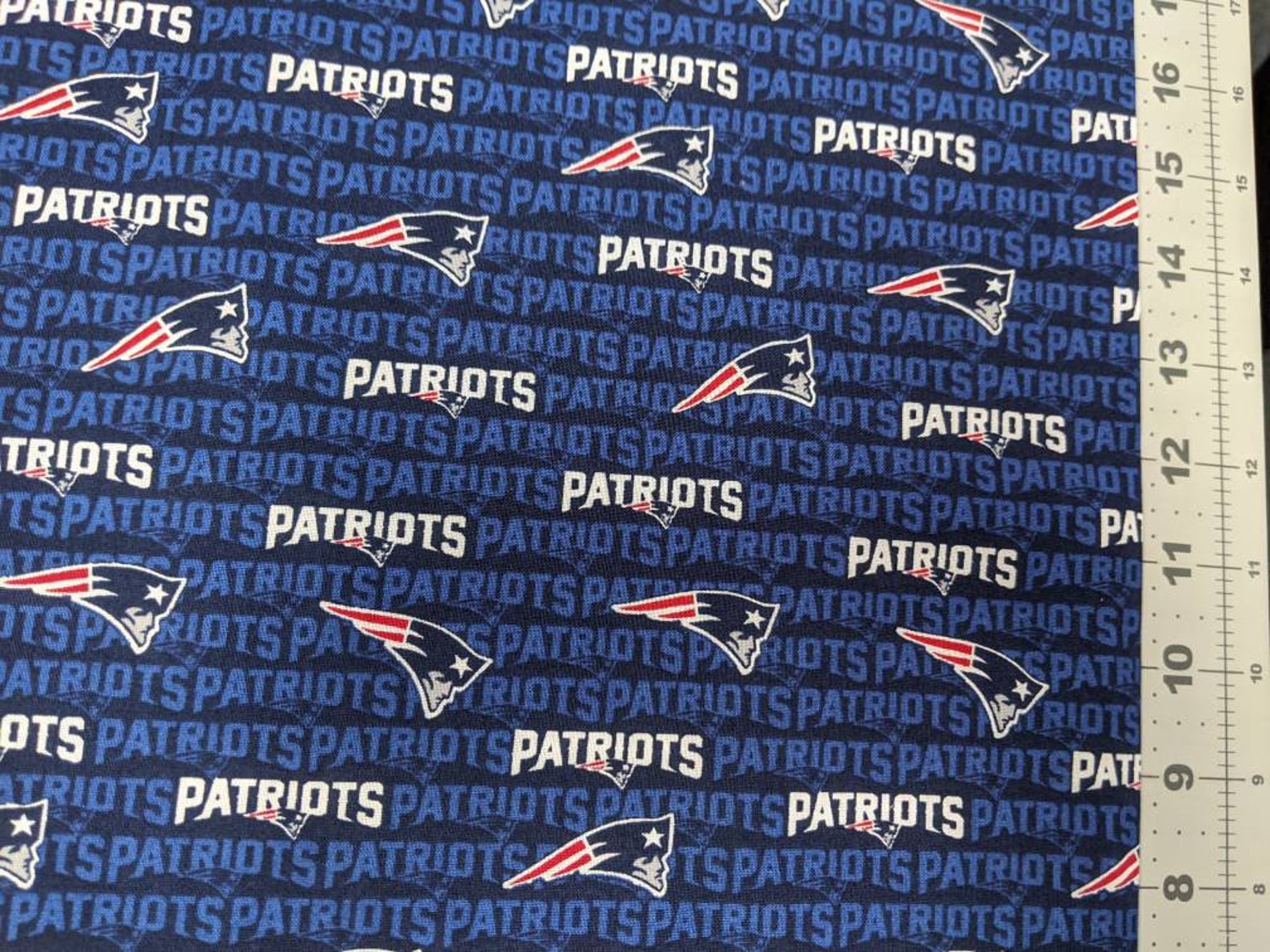 New England Patriots - Small Print on Blue - NFL Extra Wide (58") High ...