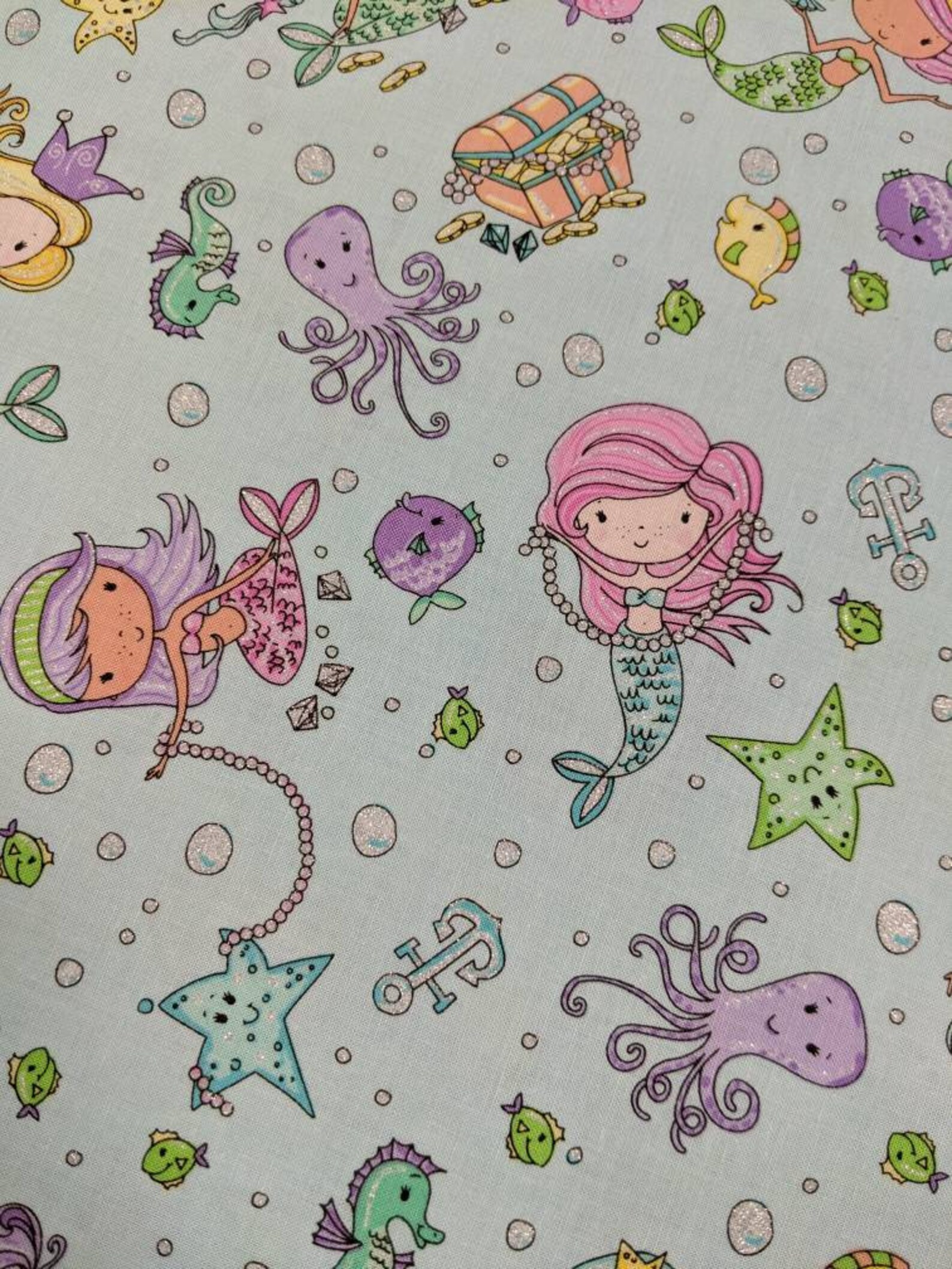 Metallic Mermaids With Treasure Chest Starfish Seahorse Octopus and ...